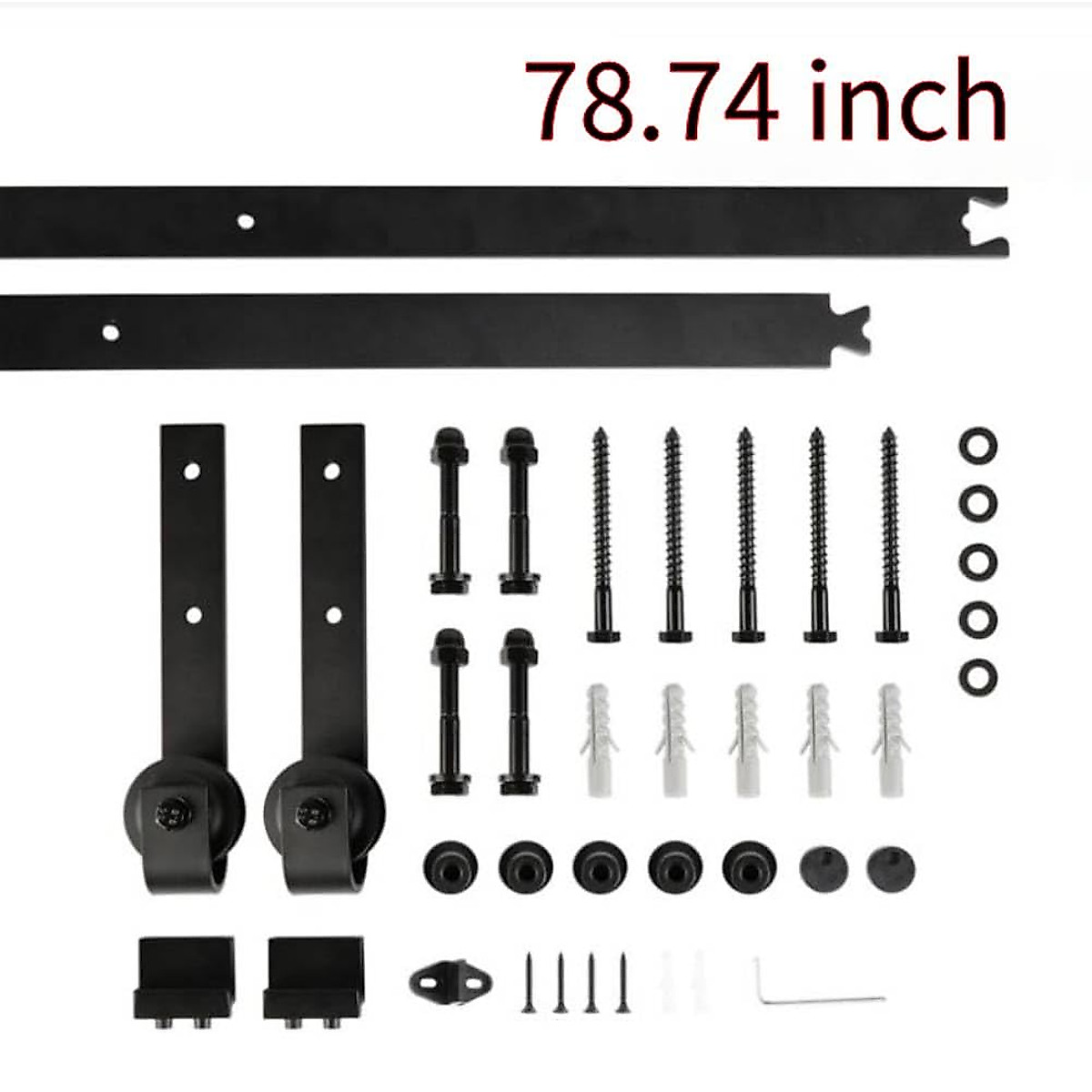 WOHLLEBEN 6.6 Feet Heavy Duty Sliding Barn Door Hardware Kit Easy to Install, Smoothly and Quietly, Sliding Doors Hardware Track Kit Suitable for Bedroom Kitchen (Classic, 78.74 inch)