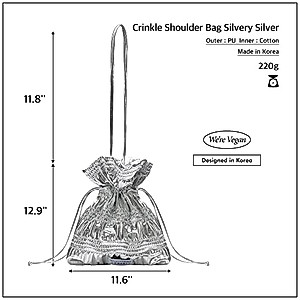 KWANI Crinkle Shoulder Tote Bags for Women and Ladies (Silvery Silver)