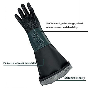 HOLDWIN Rubber Sandblaster Gloves for Abrasive Blasting be Used on Sandblast Cabinet Sand Blasting Gloves With Particle