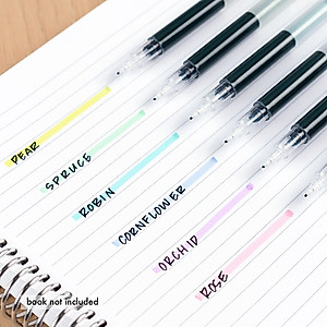Erin Condren Pastel & Black Dual-Ink Dual-Tip Highlighter Pens 6-pack. 6 Barrels and 7 Colors Total. Fine Tip Black Ink Markers and Assorted Color Chisel Tip Highlighters