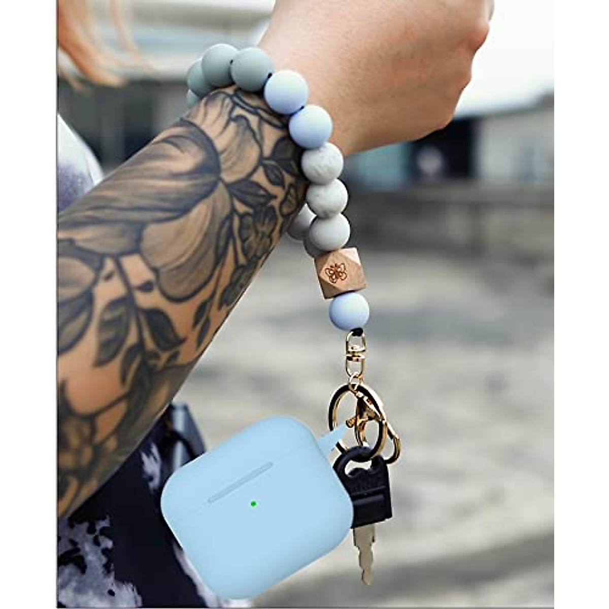 Cute Case for Airpods 3 Case, Bracelet Keychain Beaded Wristlet Apple Airpod 3rd Gen Cover for Girl Women, Silicone Case Protective Skin for AirPod 3rd Generation Wireless Charging Case (Blue)