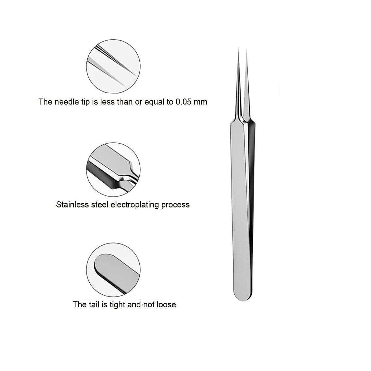 ericotry 1Pcs Stainless Steel Pointed Tweezers Ingrown Hair Tweezer Blackhead Remover Splinter Tweezer