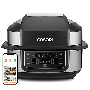 COSORI Indoor Grill & Smart XL Air Fryer Combo Aeroblaze, 8-in-1, 6QT, Grill, Broil, Roast, Bake, Crisp, Dehydrate, Preheat & Shake Remind & Keep Warm, Works with Alexa & Google Assistant, Black