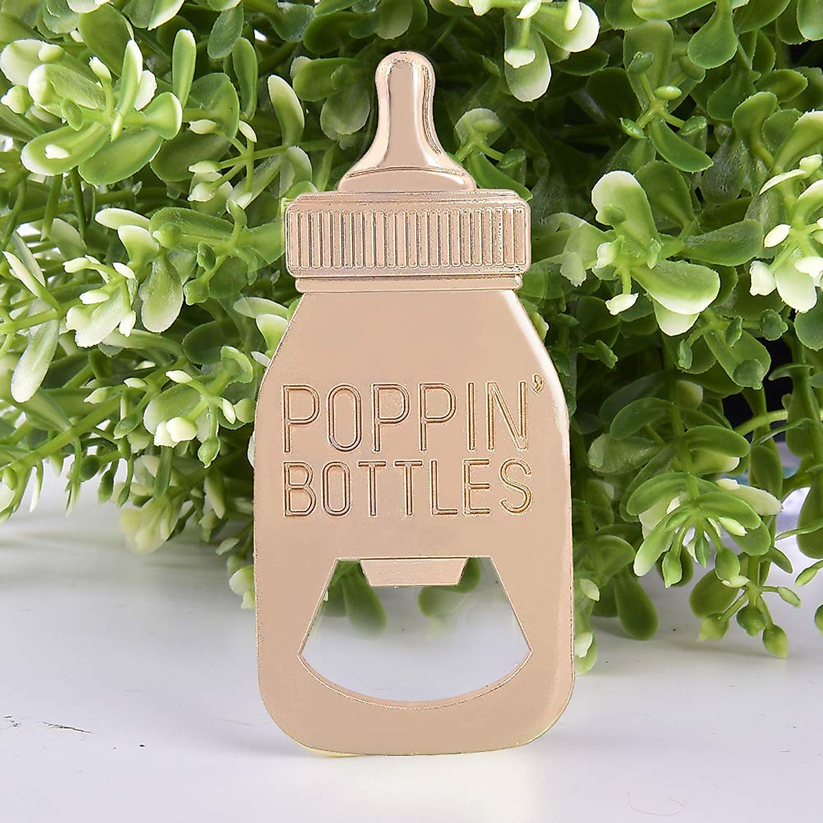 PARTYGOGO 24pcs POPPIN BOTTLES Shape Bottle Opener for Baby Shower Favors Bridal Shower Birthday Party Decoration Wedding Favors for Guests with Gift Box (Blue POPPIN BOTTLES, 24)
