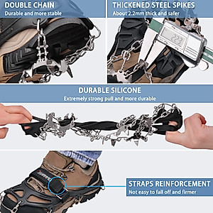 Ice Cleats Walk Traction Cleats Crampons for Hiking Boots Snow Shoes, Non Slip Ice Cleats for Shoes and Boots Men Women