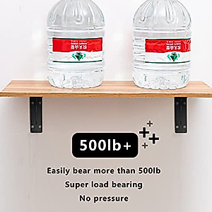 Techoln 2 Pack Steel Heavy Duty Shelf Brackets,DYI Open Floating Shelf Width 5cm, Wall Mounted Industrial Shelf Bracket Black Metal Farmhouse, Screws and Wall Plugs Included (L13.5'-H5.7')