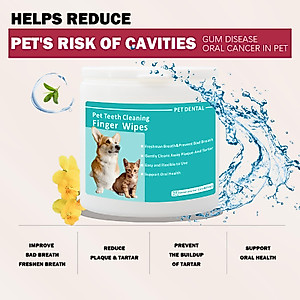 Leoezx Pet Tooth Cleaning Finger Wipes (50Pcs),Dog Teeth Cleaning Wipes,Dog Dental Cleaning Finger Sleeves,Reduces Plaque & Freshens Breath,Freshens Breath, Safe and Natural
