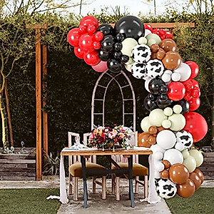 Cow Balloons Garland Arch Kit, Red White Black Cow Print Farm Animal Theme Party Balloon Garland Arch Kit Red Balloons for Kid's Birthday Party Baby Shower Party Supplies