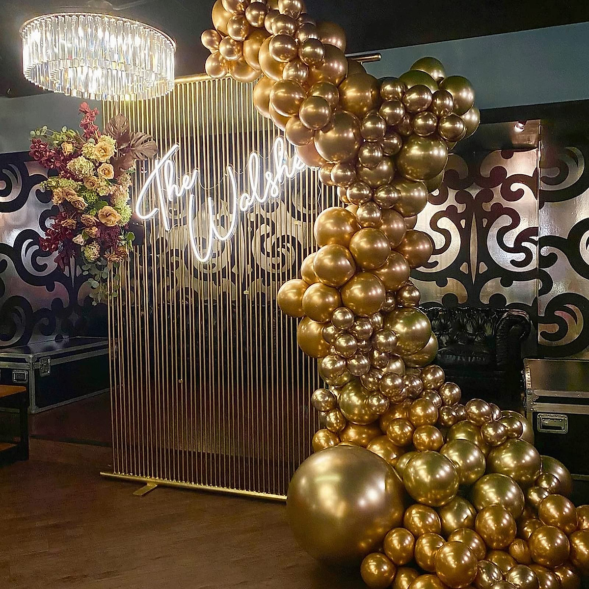 TRYNBOOB Gold Metallic Chrome Latex Balloon Arch Garland Kit, 101PCS 18In 12In 10In 5In for Engagement, Wedding, Birthday, Gold Theme Anniversary Celebration Decoration