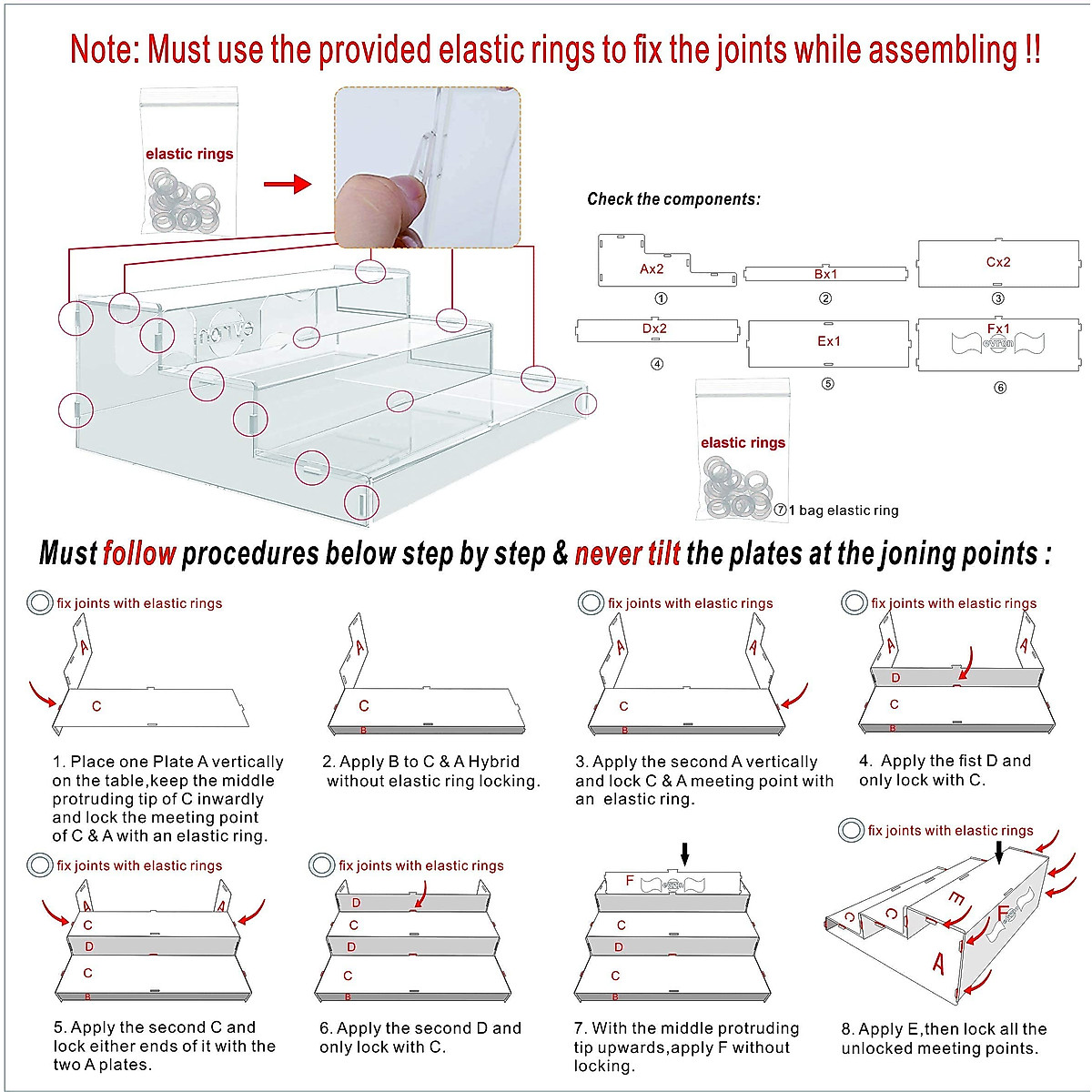 evron Pantry Organization and Storage Clear Acrylic Spice Rack Organizer for Cabinet & Countertop (ASSEMBLY REQUIRED) 3 Tier Organizer Versatile Tierd Shelf Organizer 10.5 in