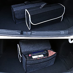 Car Trunk Storage Felt Cloth Foldable Finishing Box Organizer in The Car Multifunctional Durable Storage Box Auto Accessories (Grau)