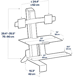Ergotron – WorkFit-S Dual Monitor Standing Desk Converter, Sit Stand Workstation for Tabletops – With Worksurface, Black