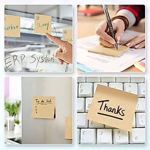 Eagle Sticky Notes, 3”x 3”, Color Self-Stick Note Pads, 4 Pads, Adhesive Note Pads for Office, School and Home Use, 100 Sheets/Pad(Kraft Paper)