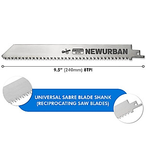 NEWURBAN 5 Pack Stainless Steel Reciprocating Saw Blades 8TPI / 9.5 in (240mm) for Frozen Meat Bone Food Cutting - Bonesaw Blade