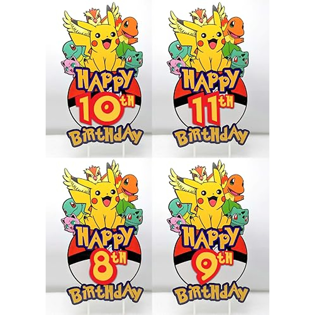 Custom Anime Cartoon Birthday Cake Topper Poke Birthday Party Decorations