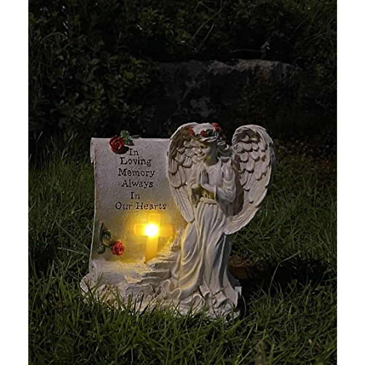 OakiWay Memorial Gifts - Garden Angel Statue Sympathy Gift with Solar Led Light, in Memory of Loved One, Condolence Gifts, Bereavement Gifts, Remembrance Gifts, Cemetary Grave Decorations