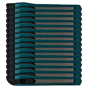 MotoProducts 15 Turquoise Blue Small Retractable Utility Knife Wholesale 5 inch Manual Lock Box Cutter Snap Off Blade