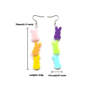 Easter Earrings for Women Bunny Dangle Earrings Rabbit Carrot Statement Dangle Earrings Cute Rabbit Animal Jewelry (A)