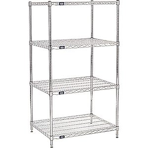 Nexel 24" x 30" x 63", 4 Tier Adjustable Wire Shelving Unit, NSF Listed Commercial Storage Rack, Chrome Finish, leveling feet