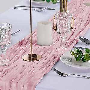 flohar 6 Pack Pink Cheesecloth Table Runner 9ft,17 x 108 inch Gauze Table Runners Rustic Romantic Wedding Runner for Wedding Bridal Shower Fall Decoration