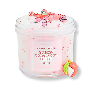 Lychee Bubble Tea Slush Slime (SCENTED) | Handmade Slime | Hippocampe Slimes (4OZ)