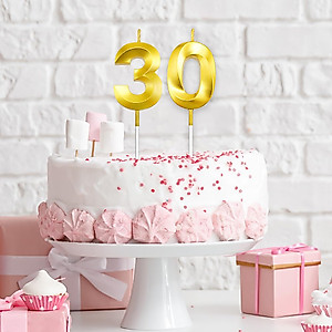 30th Birthday Candles Gold 30th Birthday Cake Topper Happy 30th Birthday Decorations Number Candles for Cake 30th Birthday Decorations for Him Her Gold Birthday Candle Candles for Cake Candles