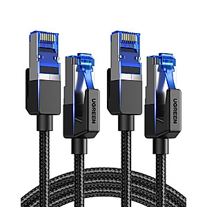 UGREEN Cat 8 Ethernet Cable, 2 Pack Ethernet Cable with 40Gbps 2000Mhz High Speed, 26AWG Braided, Shielded Heavy Duty Internet Cable Compatible for Gaming PC PS5 PS4 PS6 Xbox Modem Router, 6FT
