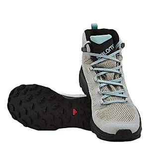 Salomon Outline Mid Gore-TEX Hiking Boots for Women, Lunar Rock/Black/Pastel Turquoise, 8