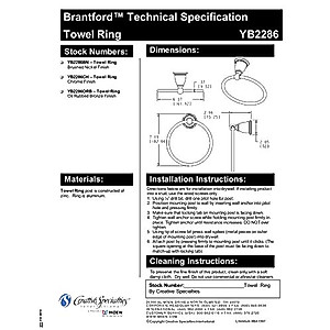 Moen YB2286ORB Brantford Collection Traditional Single Post Bathroom Hand-Towel Ring, Oil-Rubbed Bronze
