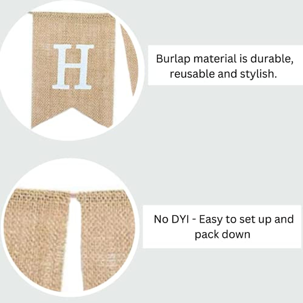 Shimmer Anna Shine Happy Birthday Burlap Banner, Hearts Burlap Banner and First Birthday ONE High Chair Banner for Baby Boy and Girl Cake Decor for Birthday Party Decorations (White Print)