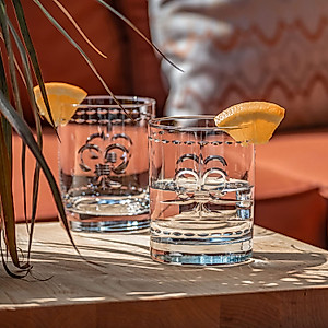 Rolf Glass Fleur De Lis Double Old Fashioned Glass 13 ounce - Whiskey Glass – Lead-Free Glass Tumbler - Etched Whiskey Tumbler Glasses – Proudly Made in the USA (Set of 4)