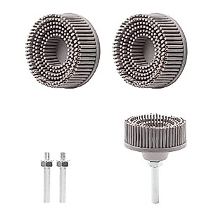 Jersvimc 2Pcs 120 Grit White Bristle Disc Attachment, 2 Inch Abrasive Bristle Disc Gasket Removal Disc with 1/4 Shank Coating Removal Disc for Rotary Tool