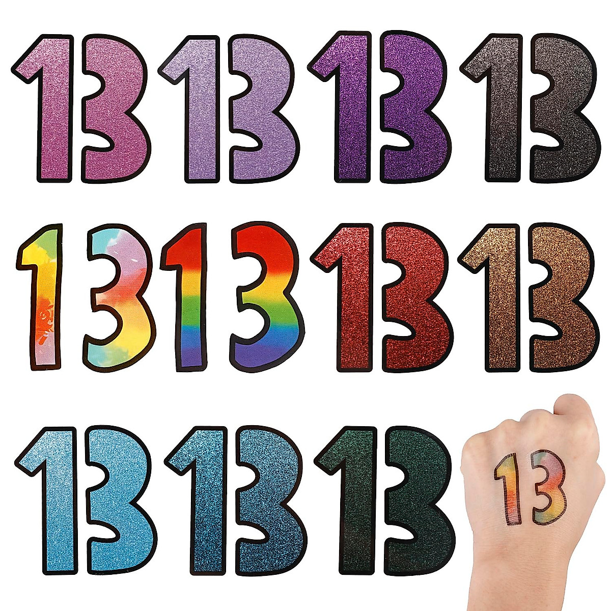 36pcs Number 13 Tattoos for Taylor Temporary, Waterproof 13 Temporary Tattoos Singer TS 13 Tattoo Sticker Inspired Party Favors for Singer Fans Concert Music Festival