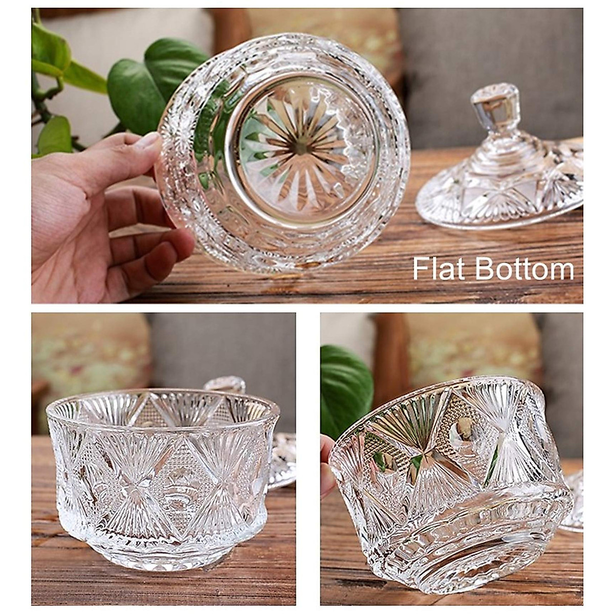 Old Glass Candy Dish with Lid – Transparent Storage Jar –Clear Covered Box for Food Storage and Organization Kitchen , Office , Home Decoration– Set of 1(Diameter: 5 Inch) 11 Ounce
