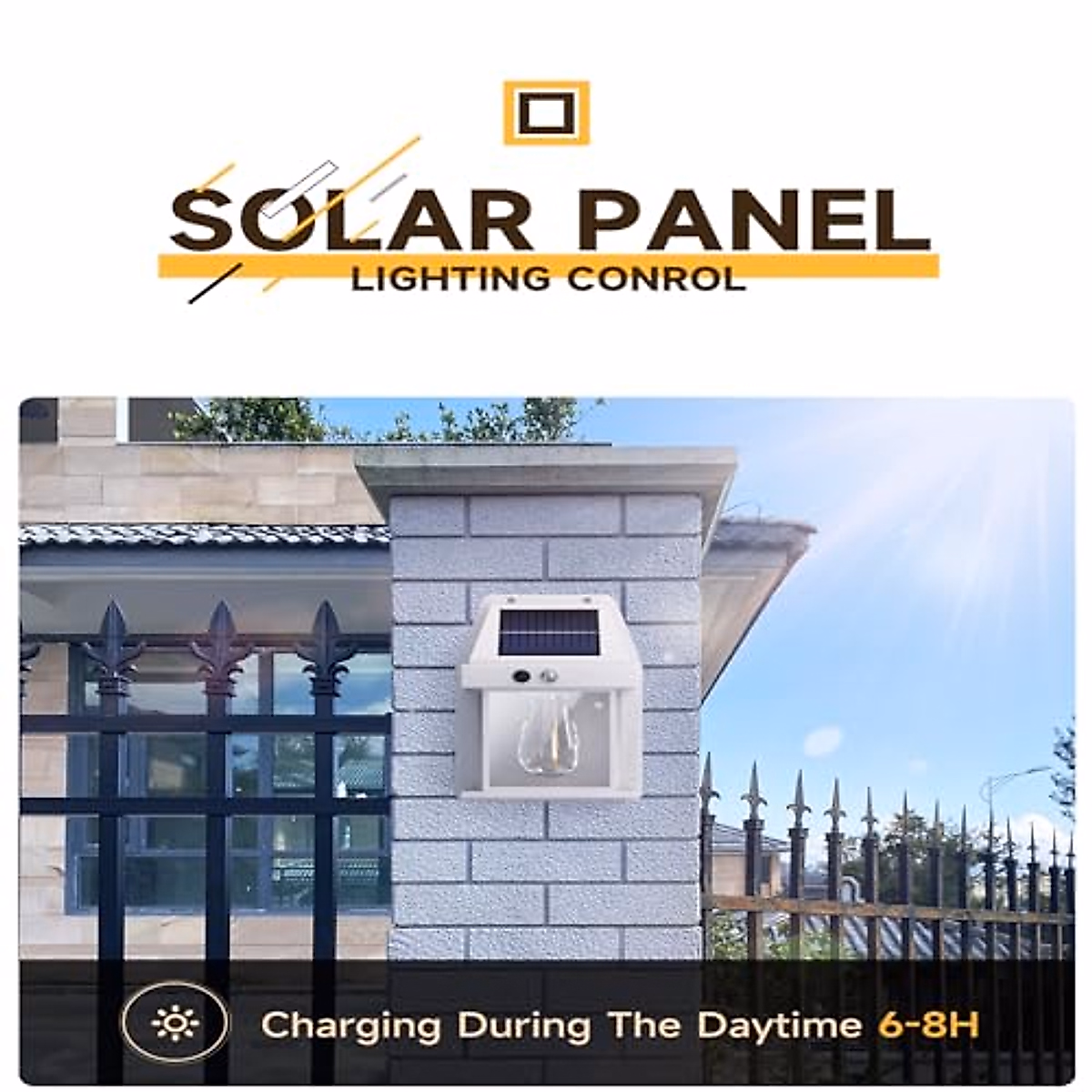 Tzou Modern Style Led Wall Lights with 5.5V 1.43W Solar Panel 3 Lighting Modes Outdoor Waterproof PIR Motion Sensor Solar Powered Wall Light Fixtures White