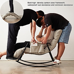 Rocking chair nursery,Metal Rocking Chairs with High Back,440Lbs Support Rocking Chairs,Padded High Back Folding Rocker with Padded Cushion and Headrest Pillow,for Front Porch,Garden,Patio,Backyard (