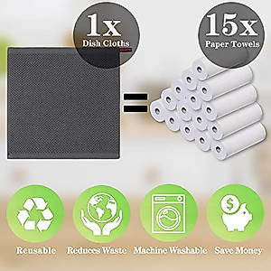 Cenebonxy 100% Cotton Waffle Weave Kitchen Dish Cloths, Soft and Absorbent Dish Rags, Quick Drying Dish Cloths for Washing Dishes, 12x12 Inches, 6-Pack, Dark Grey