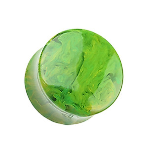 Lava Infused Double Flared Ear Gauge Freedom Fashion Plug (Sold by Pair) (7/16", Green)