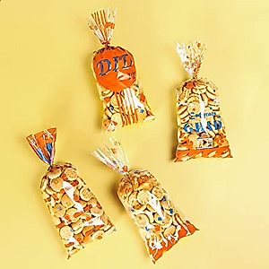 100Pcs Graduation Party Decorations Cellophane Bags - Graduation Gifts Cellophane Treat Bags with Ties, 11"x5" Graduation Decor Clear Cellophane Bags for Graduation Party Decorations Supplies (Orange)