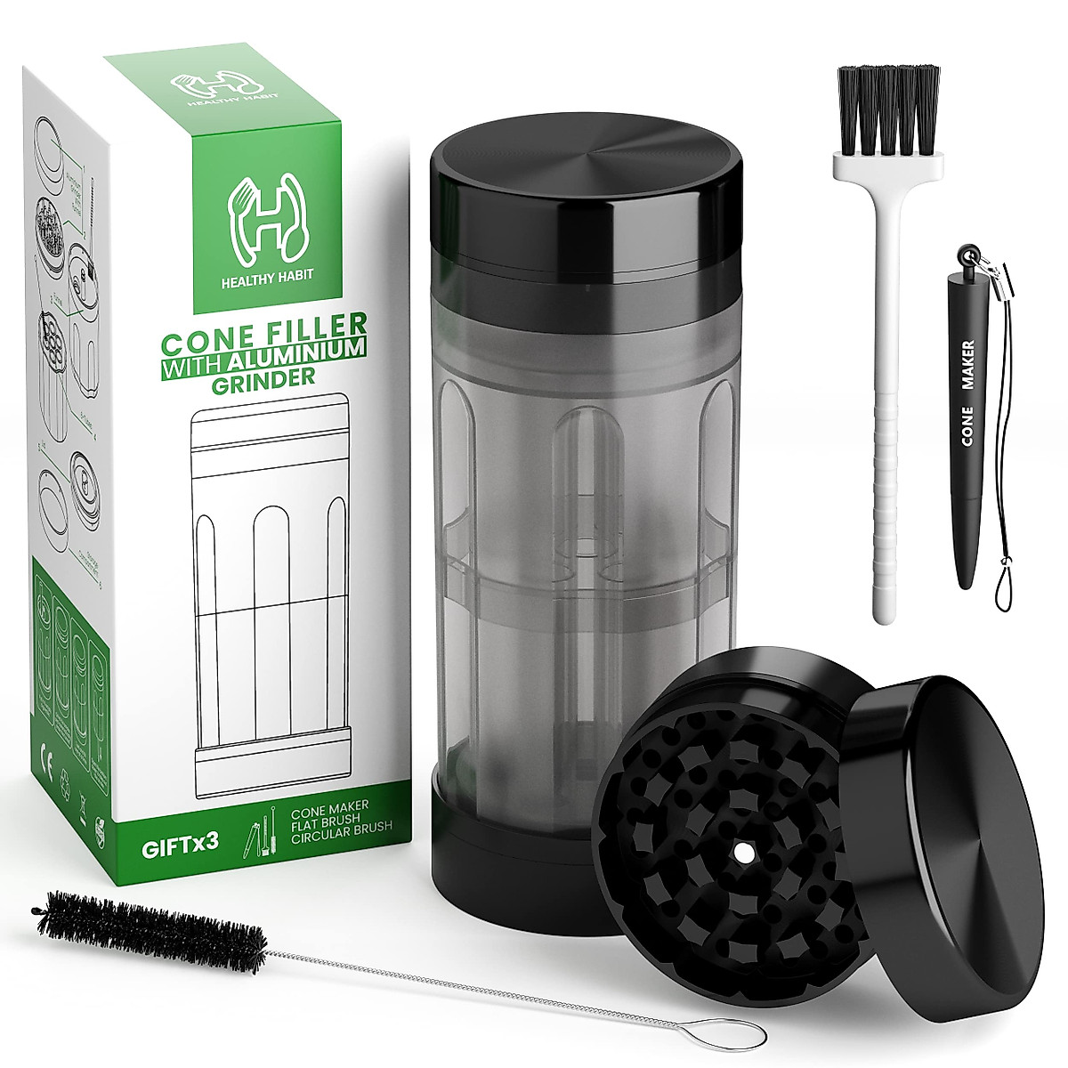 Healthy Habit Portable Herb Grinder, Multipurpose Herb Grinder Designed to Shred Herbs and Spices, Fashioned with Quick-Rolling System and 6 Storage Chambers, Compact, Odorless and Easy to Clean