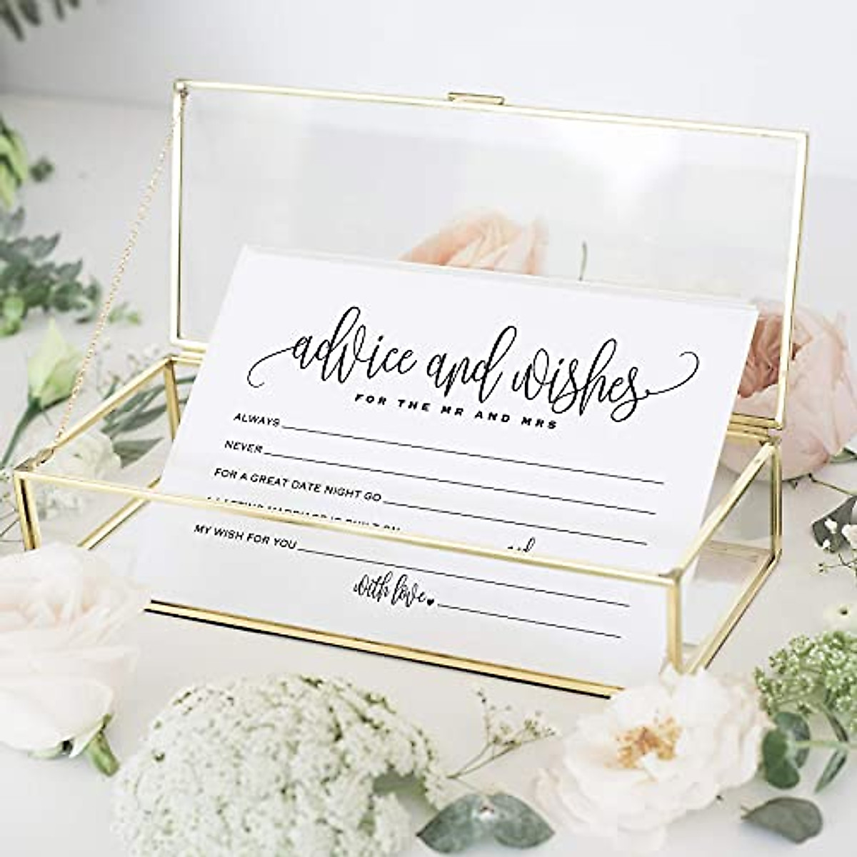 Bliss Collections Mad Libs Advice and Wishes Cards for the New Mr and Mrs, Bride and Groom, Newlyweds, Perfect Addition to Your Wedding Reception Decorations or Bridal Shower, Pack of 50 4x6 Cards