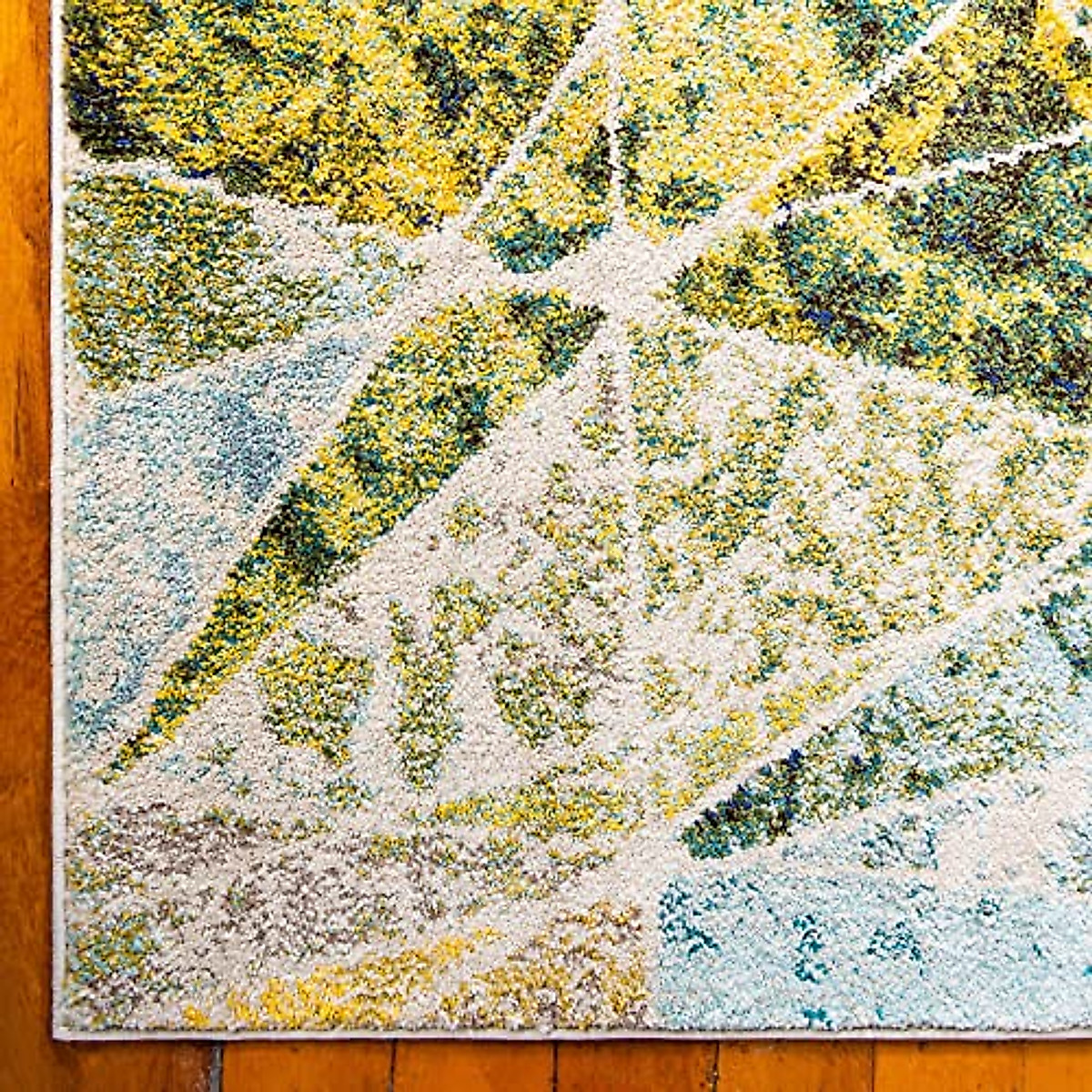 Unique Loom Estrella Collection Mosaic, Distressed, Modern, Abstract, Bright Colors Area Rug, 9 ft x 12 ft, Multi/Green