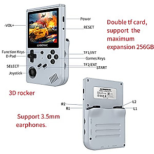 Diketigeey RG351V Handheld Game Console, Open Source System Built-in WiFi Online Sparring 64G TF Card 2500 Classic Games, 3.5inch IPS Screen Retro Game Console (Black) (Gray)