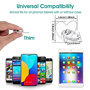 TIESOME Finger Kickstand Cell Phone Ring Holder, 3 Pcs Finger Ring Grip Stands 360° Rotation 180° Phone Ring Stand with Diamond Compatabile with Smartphones(Heart Shape)
