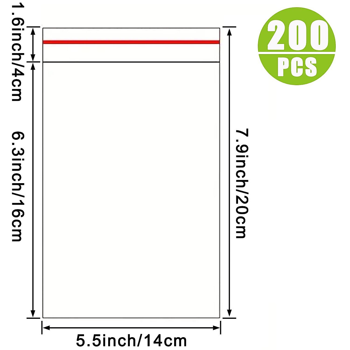 LonlyEagle 200 Pcs 5-1/2'' x 6-1/2'' Self Sealing Cellophane Bags，Clear Cellophane Cello Bags，Fit 5 X 6 Inch Cards Photos， A7 Envelopes Candy，Self Adhesive for Packaging Gifts,Cookies,