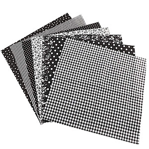 Fdit 7pcs Cotton Fabric DIY Assorted Pre-Cut Bedding Suite Quarters Bundle Black 25x25cm (25 * 25)