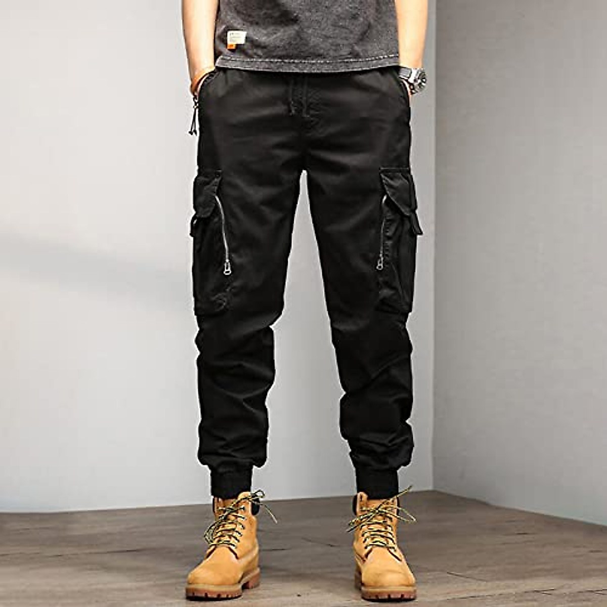 GIERIDUC Labor Day Sales Deals Men Mens Tailored Linen Trousers Short Regular Long Trousers Men Black Joggers Pants Mens Linen Beach Pants Urban Tactical Pants Thick Joggers Mens Baggy Jeans Men