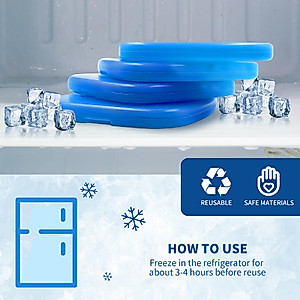 Ice Packs for Cooler Long Lasting Reusable Freezer Pack for Lunch Box, 4 Slim Cooler Ice Packs for Work, School, Picnic, Fishing, Lunch Bag Ice Pack Keep Beverages Foods Cold Fresh, Quick Freeze, Blue