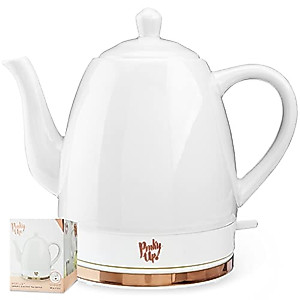 Pink Up Noelle Electric Tea Kettle, Gooseneck Kettle, Hot Water Dispenser, Pour Over Coffee, Automatic shut off, Cordless, Electric Teapot, 1.5L, Ceramic, Grey