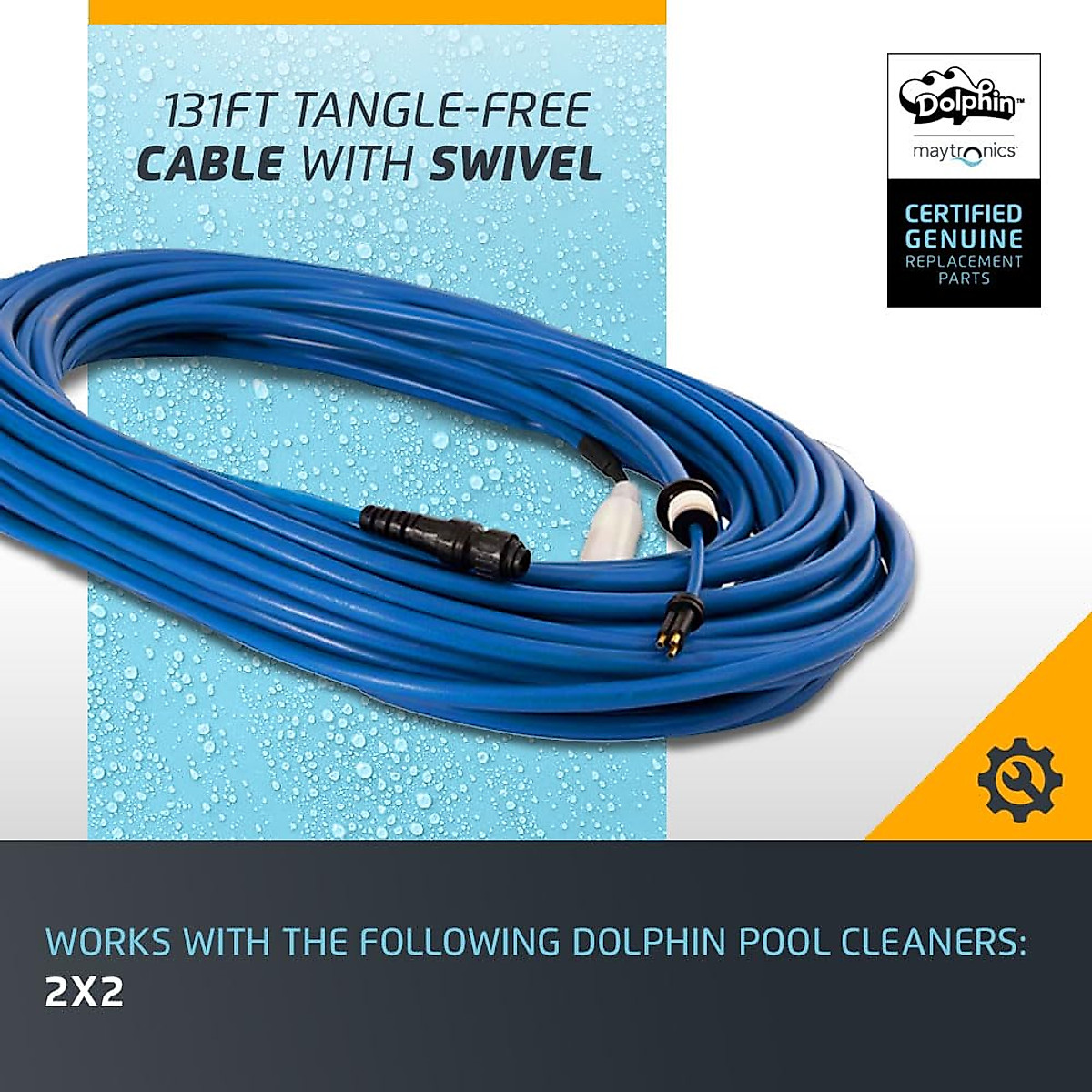 Dolphin Genuine Replacement Part — Durable 131 FT Blue Cable with Swivel for Tangle-Free Operation — 9995748-DIY
